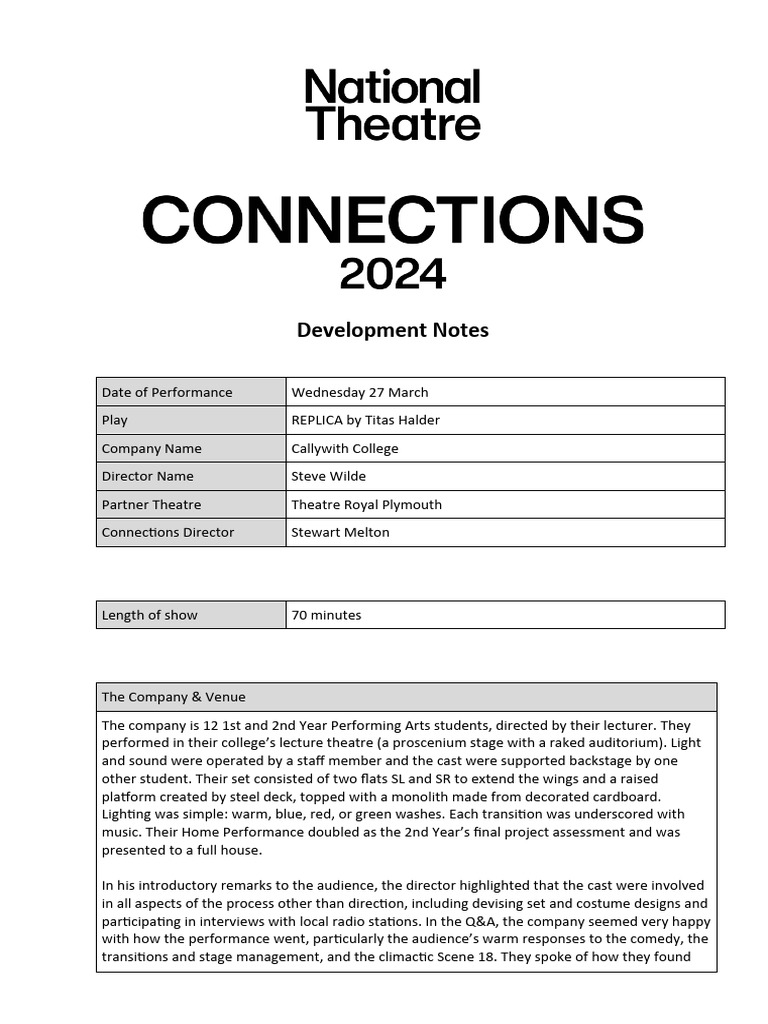 Connections 2024 - Callywith College Written Development Notes 270324 | PDF
