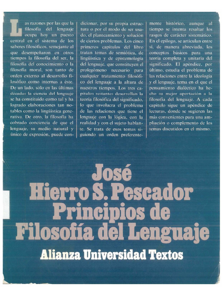 Principios de Filosofia Del Lenguaje Jose Hierro | PDF