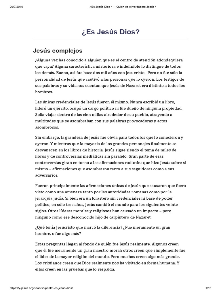 ¿Es Jesús Dios? La verdadera identidad de Jesús | PDF | Jesús | Dios