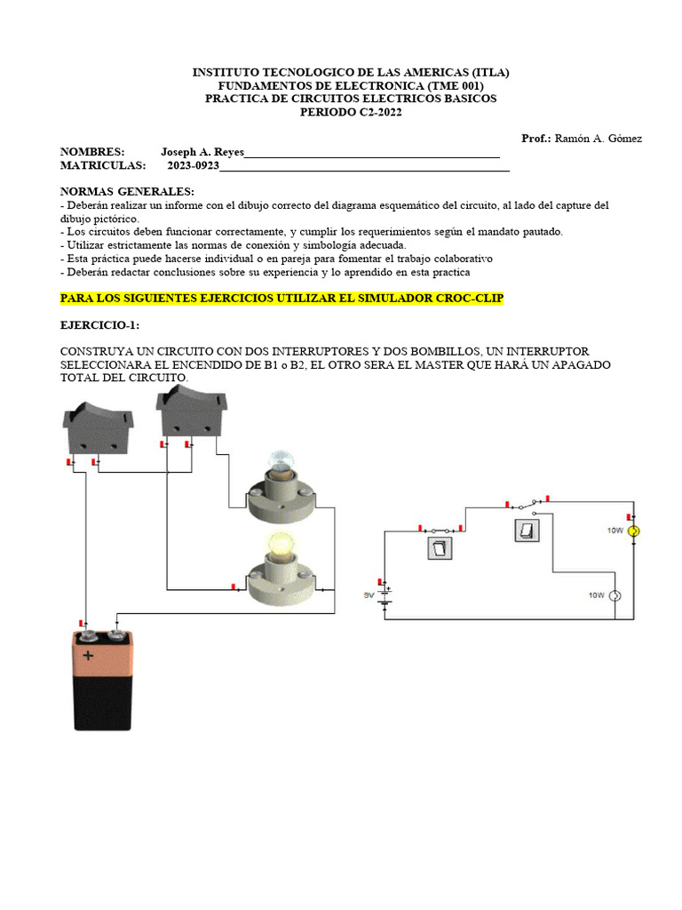 Practica Circuitos Electricos Basicos | PDF | Red eléctrica | Ingenieria Eléctrica