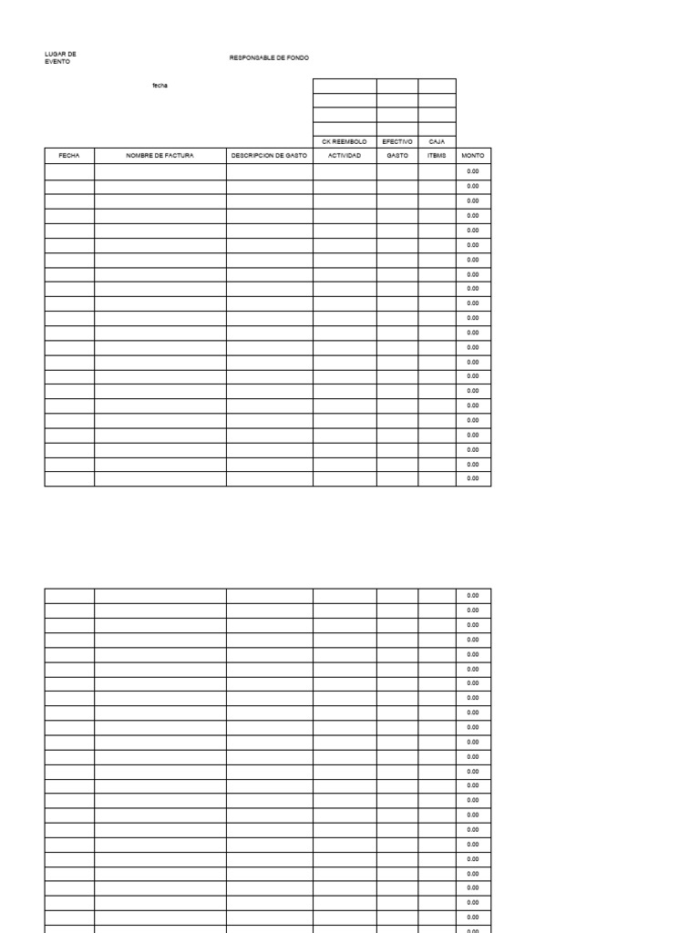 Formato Caja Menuda | PDF
