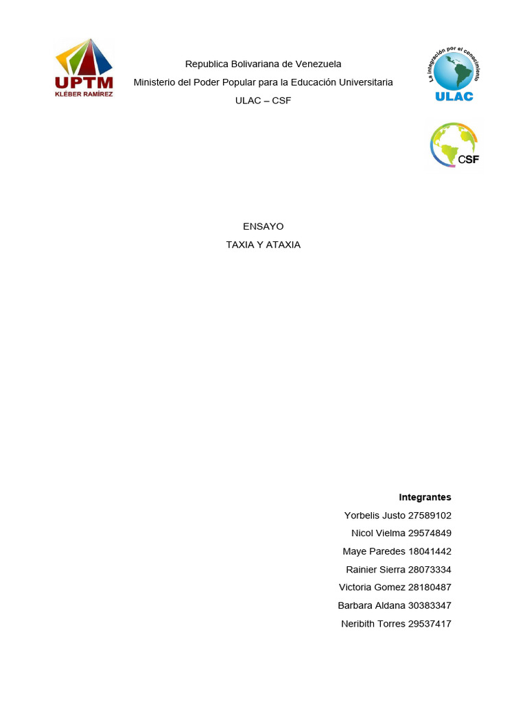 Taxia y Ataxia Ensayo | PDF | Corazón | Medicina CLINICA