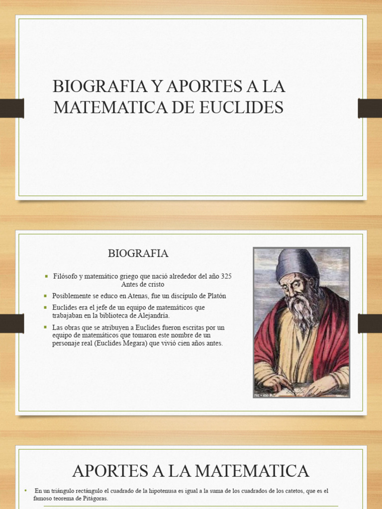 BIOGRAFIA Y APORTES A LA MATEMATICA DE EUCLIDES | PDF