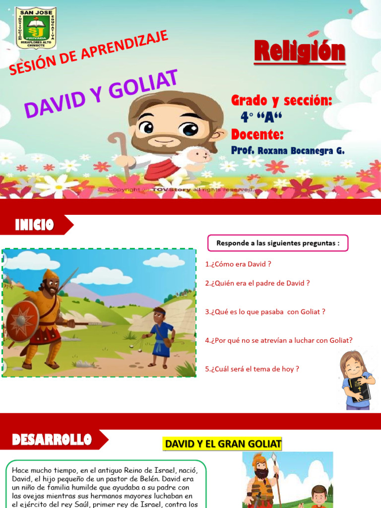David y El Gran Goliat - 4to Grado A | Descargar gratis PDF | Goliat | David