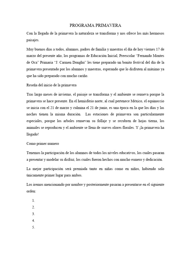 Programa Primavera 2023 | PDF | Temporada de primavera)