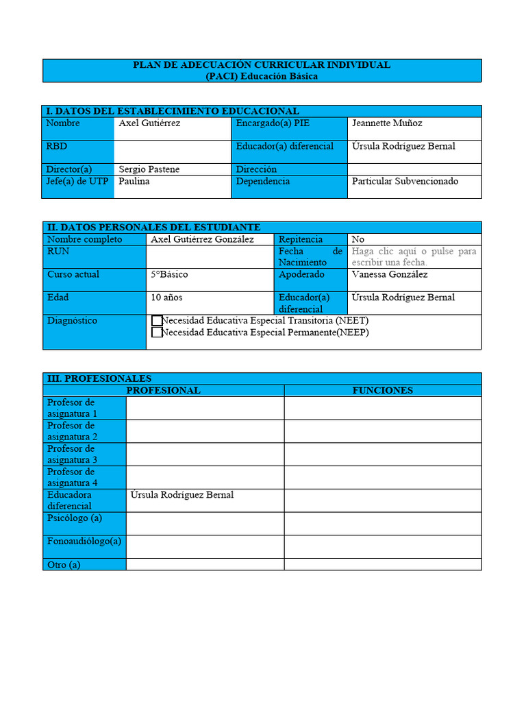 PACI 2019 5Â° Basico AXEL | PDF | Aprendizaje | Evaluación