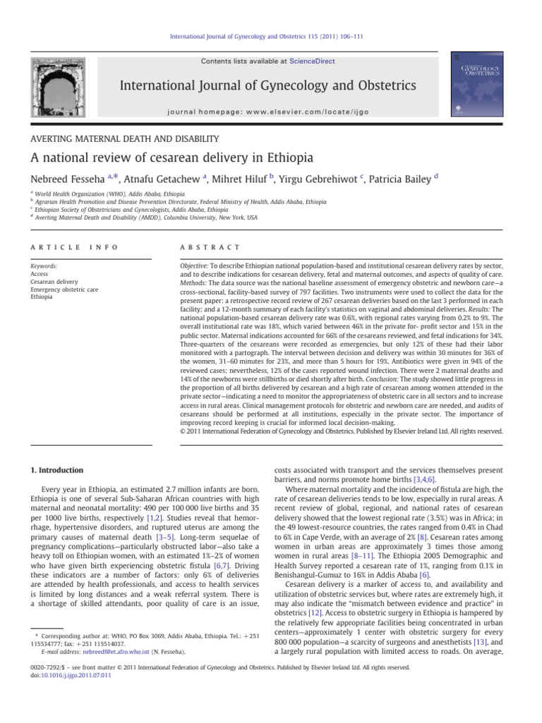 Cesarean Delivery Rates in Ethiopia | PDF | Childbirth | Caesarean Section