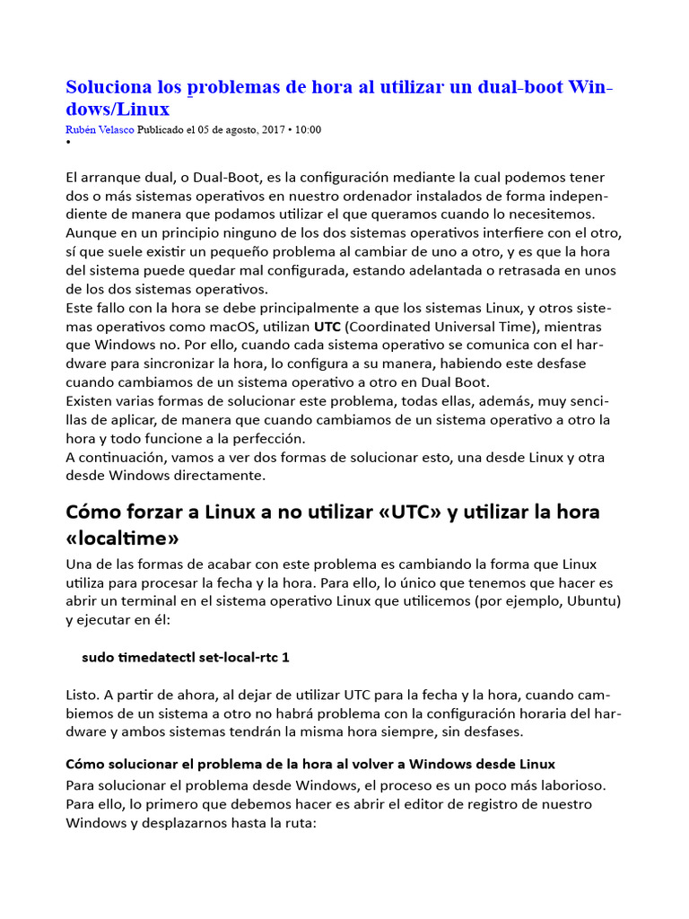 Soluciona Los Problemas de Hora en Linux Sobre BIOS | PDF | Arranque | Sistema operativo