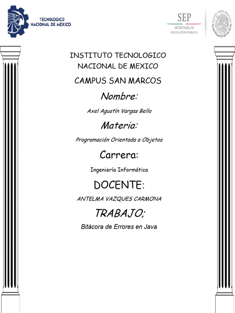 Bitácora de Errores en Java | PDF | Java (lenguaje de programación) | Lenguaje de programación