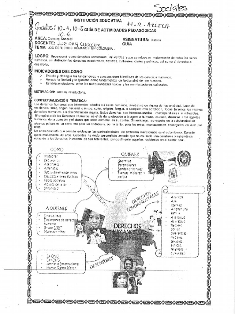 Décimo Contextualización y Lectura D.D H.H Grado Décimo | PDF