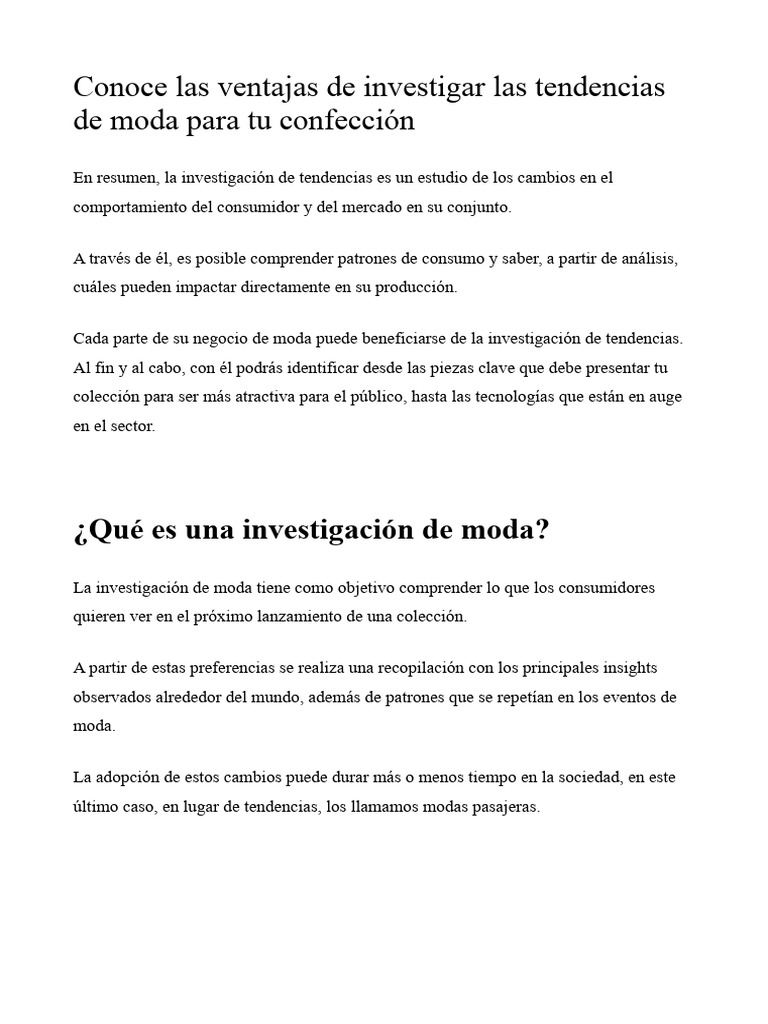 Ventajas de Investigar Tendencias de Moda | PDF | Marketing | Moda