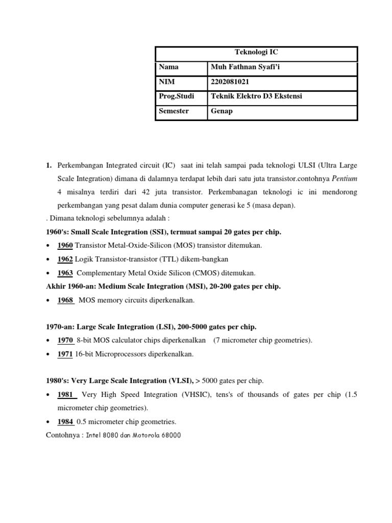 Jenis dan Contoh Integrated Circuit (IC) | PDF