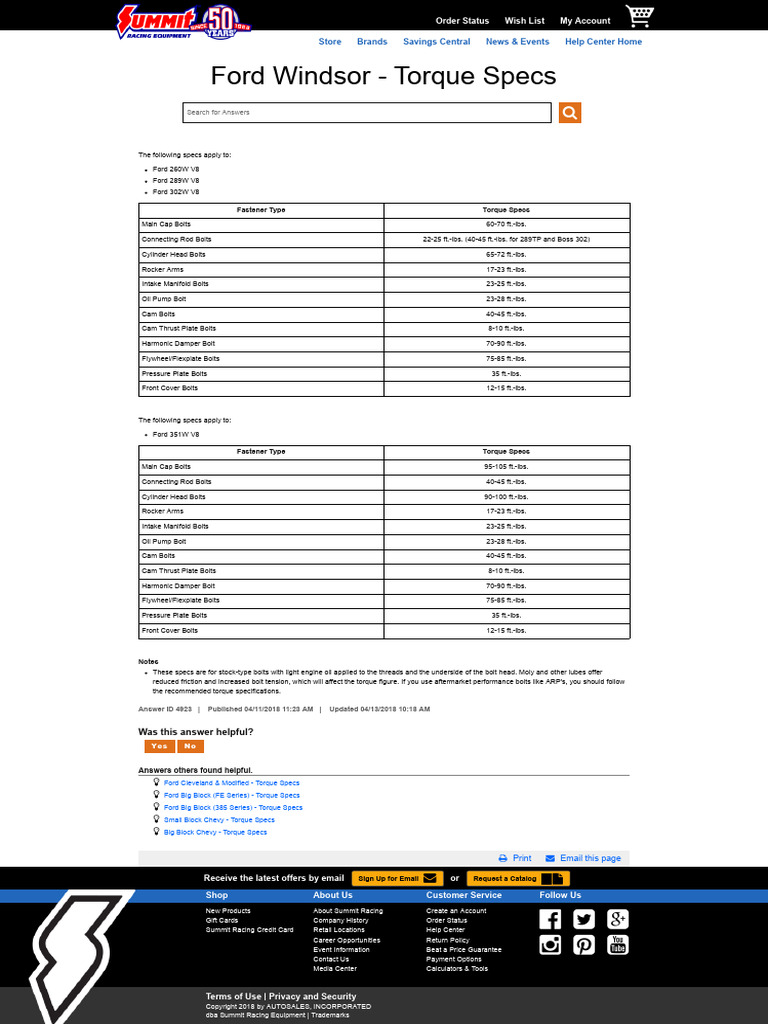 Ford Windsor - Torque Specs | PDF | Internal Combustion Engine ...