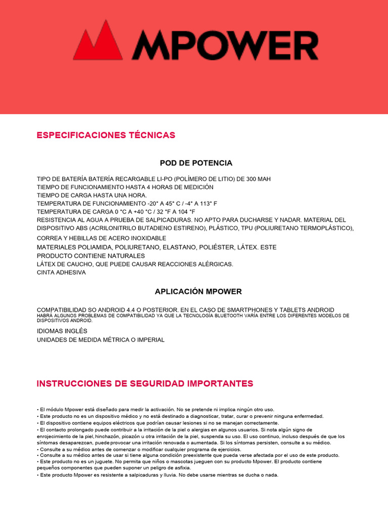 FICHA TÉCNICA - MPOWER | PDF