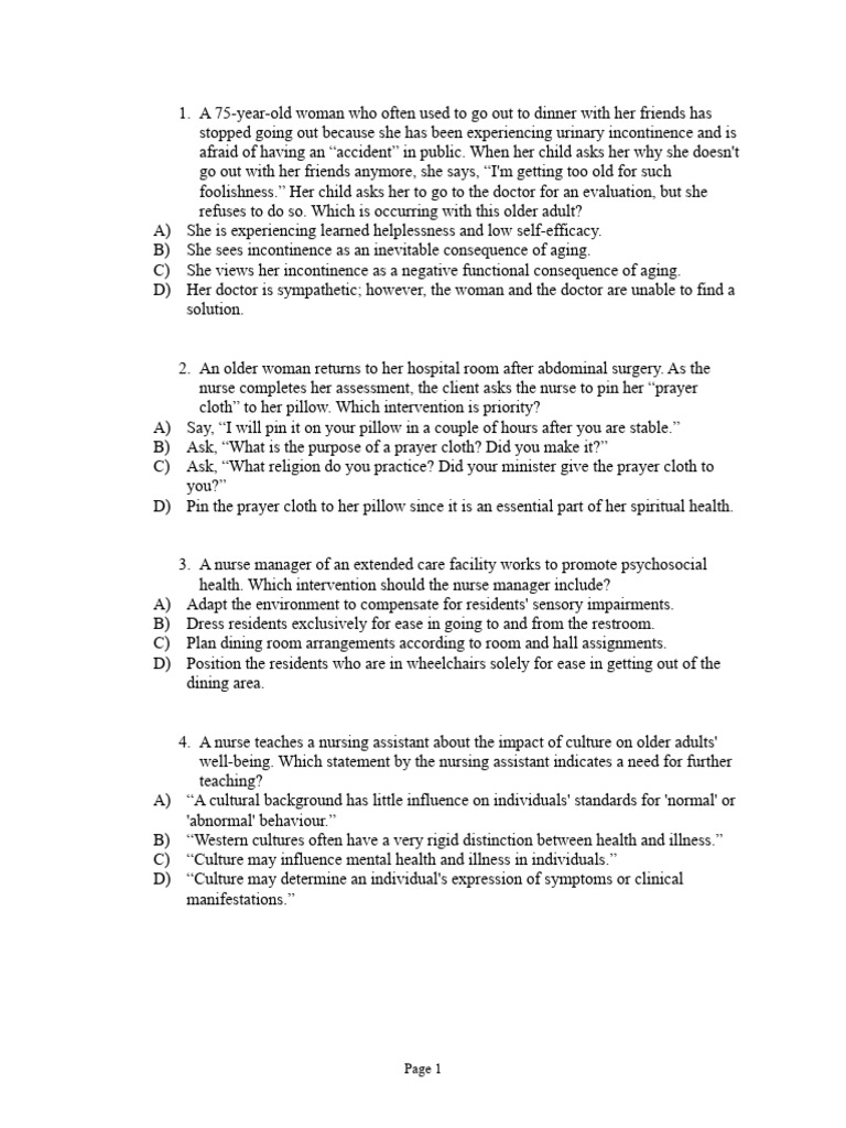 Chapter 12, Psychosocial Function | Download Free PDF | Nursing | Ageing