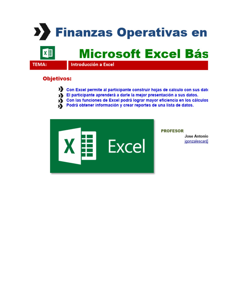 Sesión 3 - Finanzas Operativas en Excel (Introducción) | PDF ...