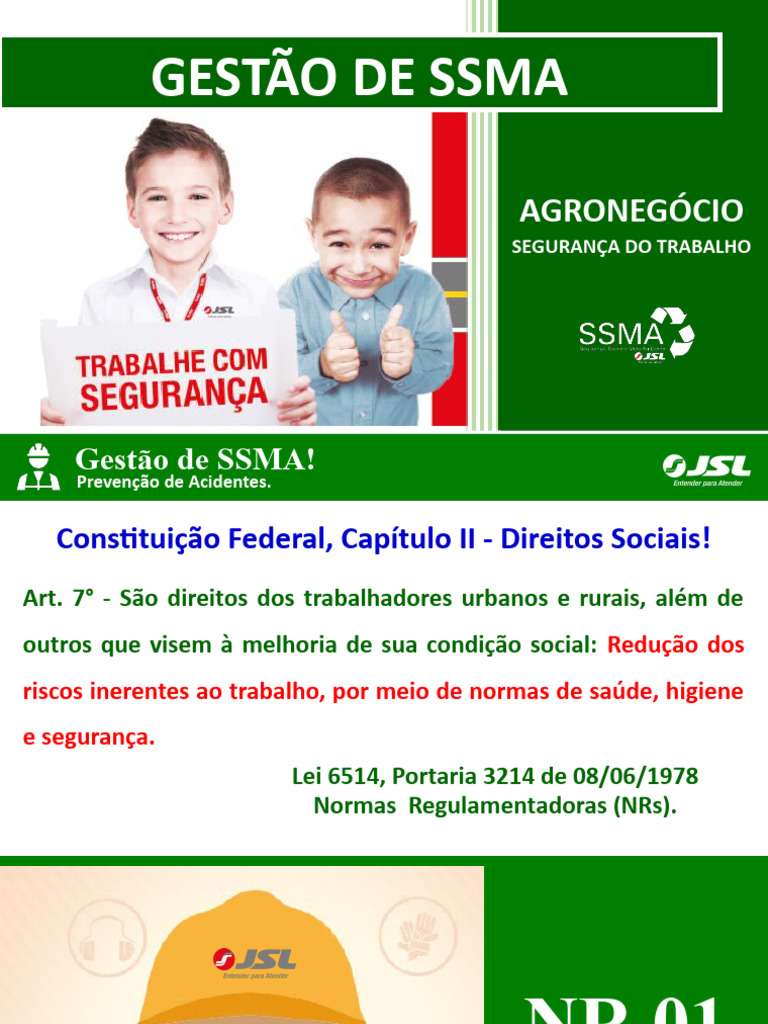Slide JSL - Segurança No Trabalho | PDF | Desperdício | Relâmpago