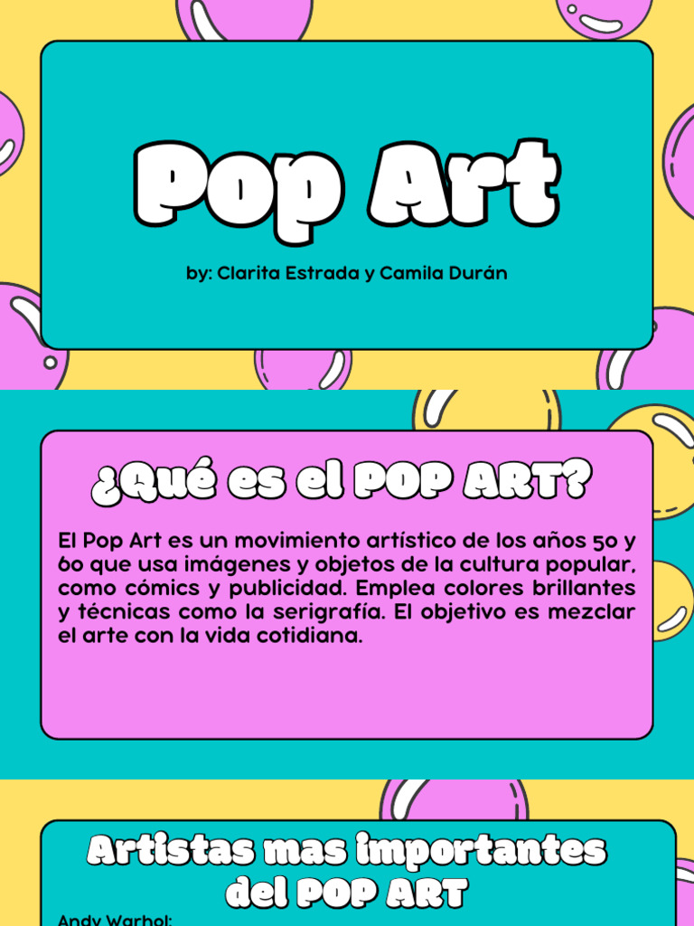 Pop Art Visual Arts Presentation in Yellow Turquoise Magenta White Bold ...