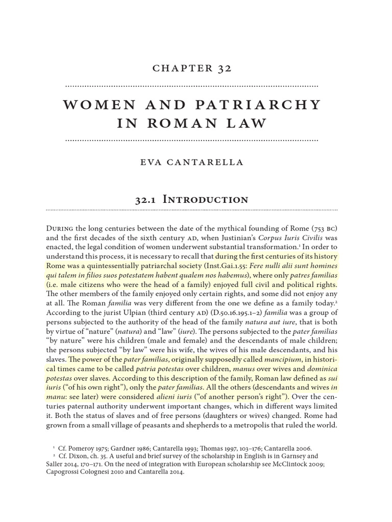 Women and Patriarchy in Roman Law | PDF | Wife | Adultery