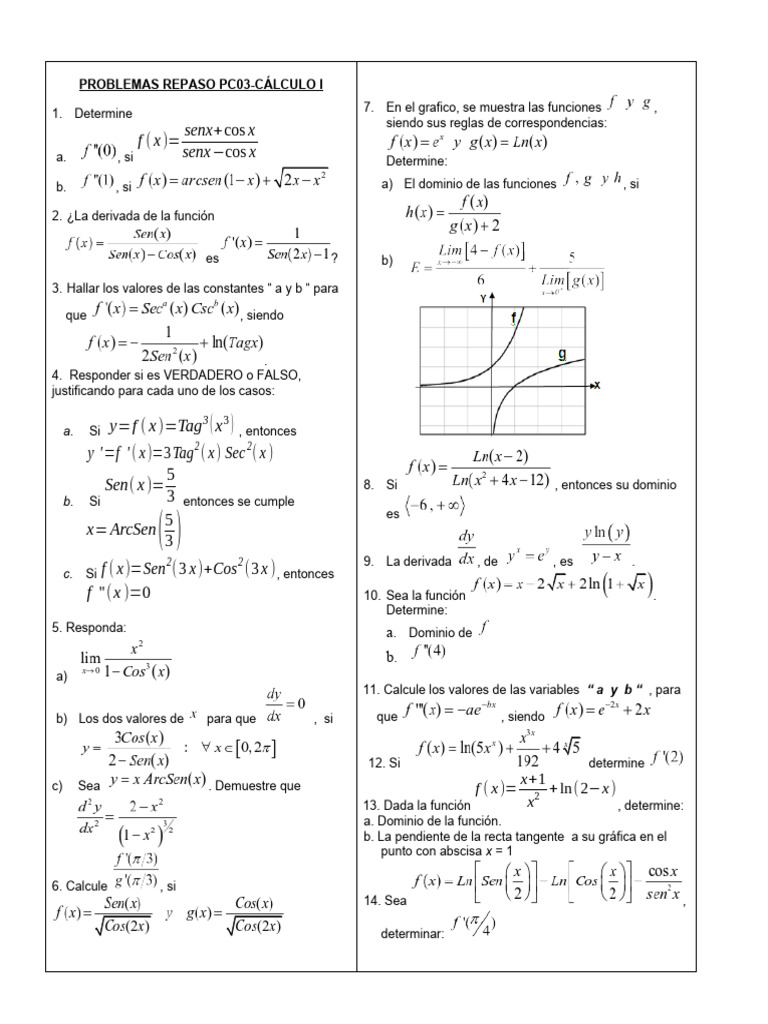 Problemas Repaso PC03 | PDF | Derivado | Ecuaciones