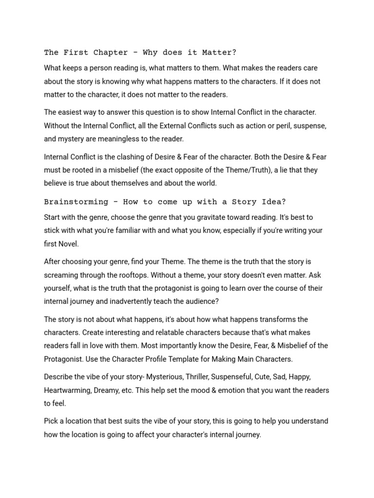 Novel Writing Guide SD SD | PDF | Thriller (Genre) | Plot (Narrative)