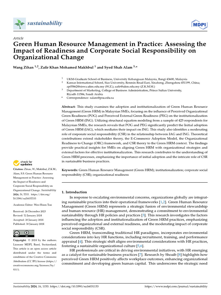 Green Human Resource Management in Practice Assessing the | Download Free PDF | Human Resource ...