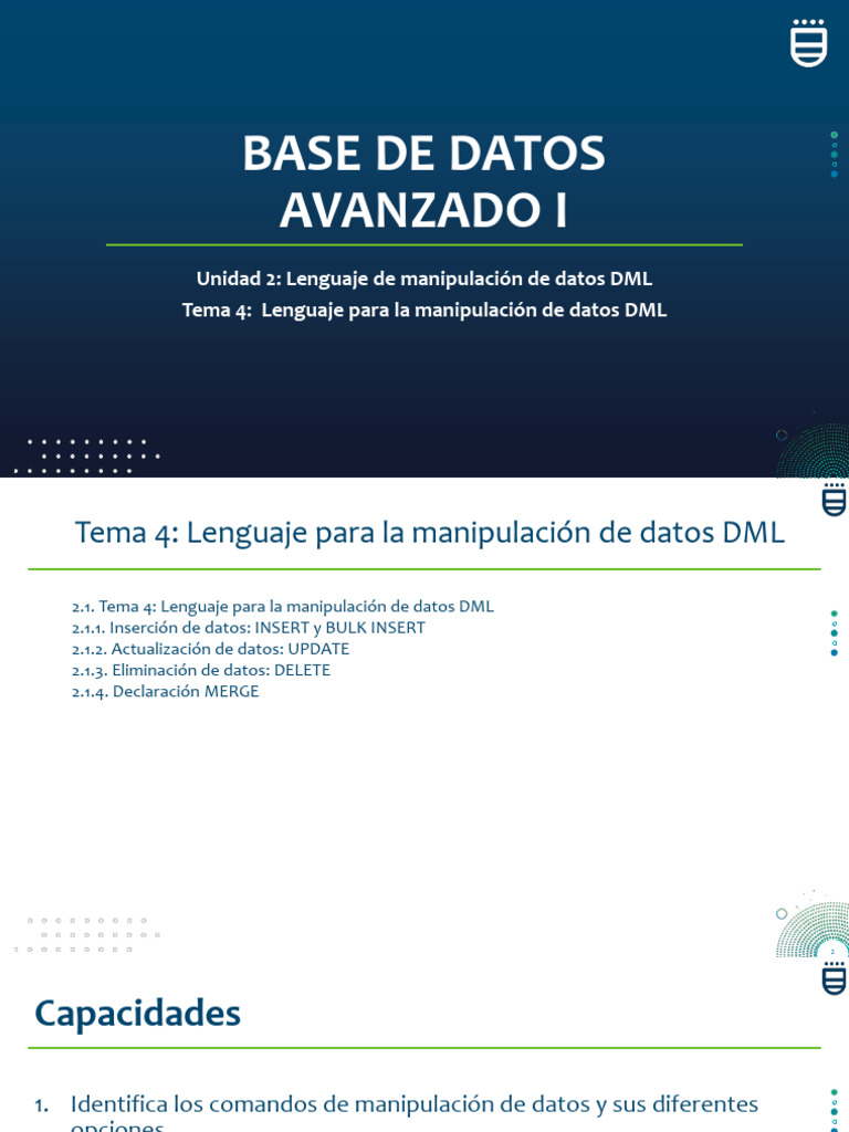 Experimentar 04 Teoria - 1 | PDF | SQL | Datos
