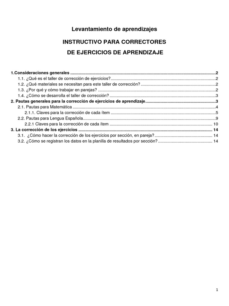 Instructivo para CORRECTORES Version Final 11 Octubre | PDF | Escritura | Comprensión lectora
