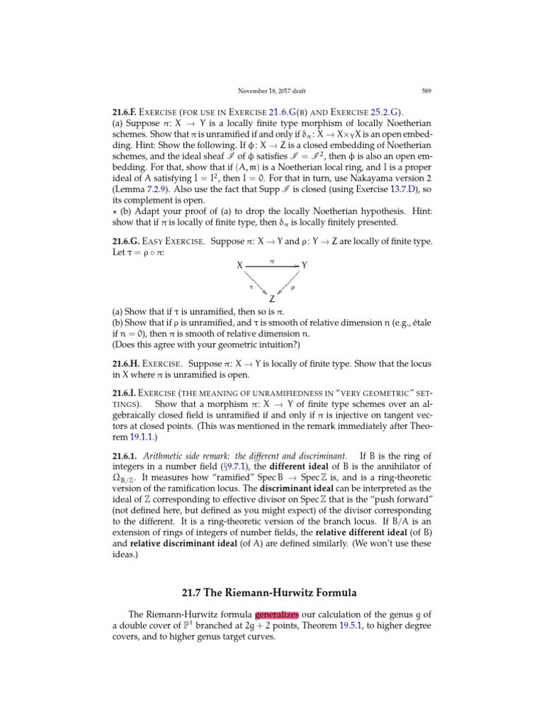 Unramified Morphisms in Algebraic Geometry | PDF | Ring (Mathematics ...