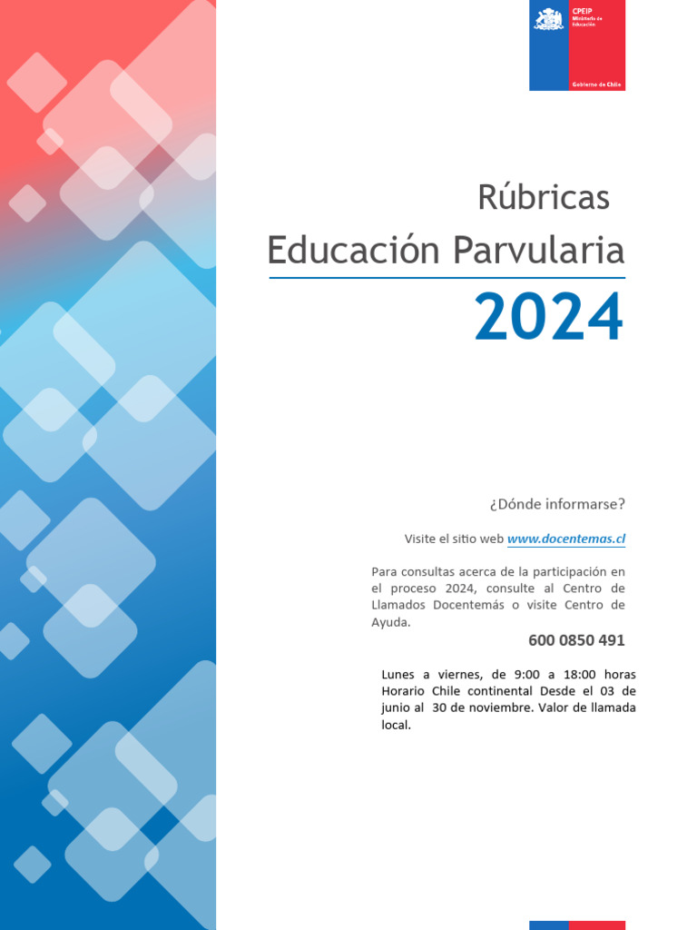 Rúbricas Educación Parvularia 2024 | PDF | Evaluación | Aprendizaje