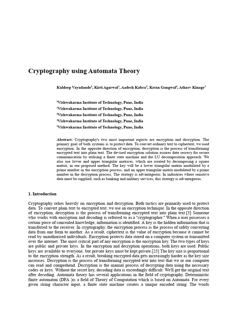 Cryptography using Automata Theory | Download Free PDF | Cryptography ... Cryptography using Automata Theory | Download Free PDF | Cryptography ...