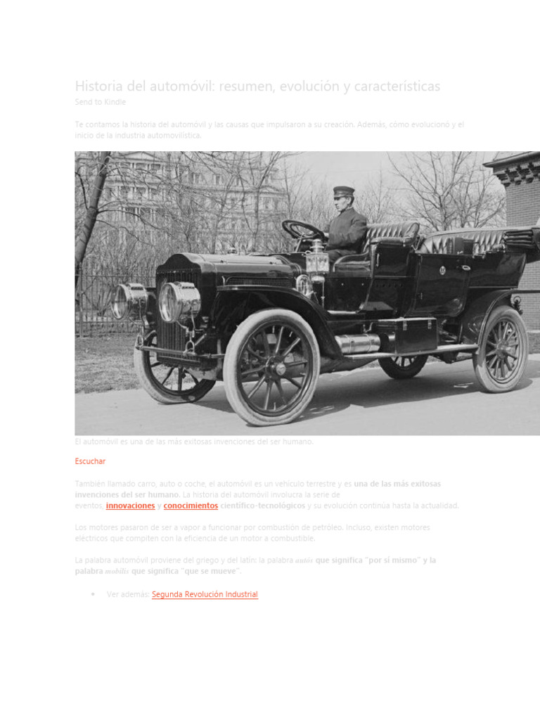 Historia Del Automóvil......................................... | PDF | Motores | Coche