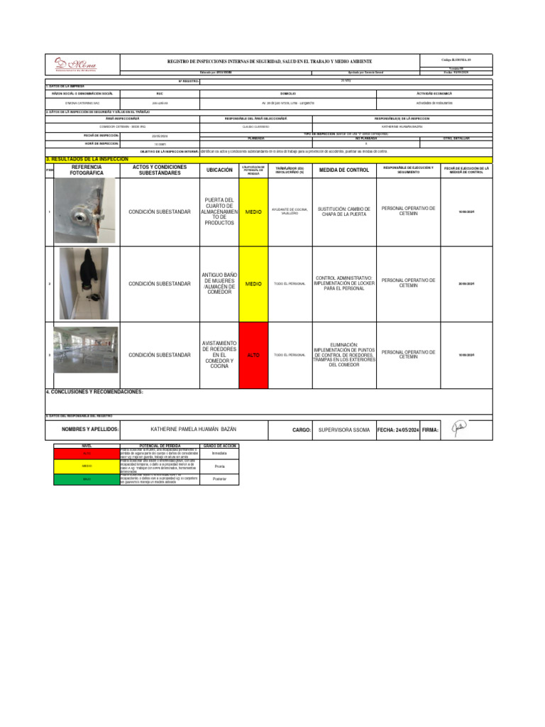 Registro de Inspeccion Interna SST - 23 - 05 - 24 | PDF