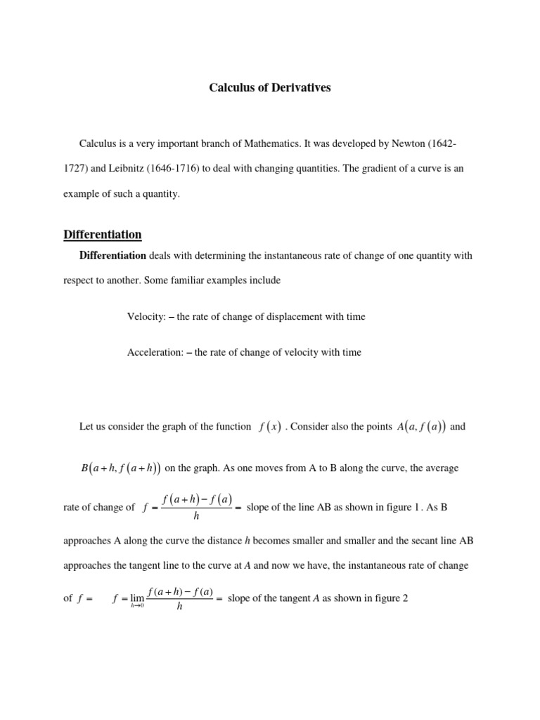 Calculus of Derivatives | PDF | Derivative | Slope
