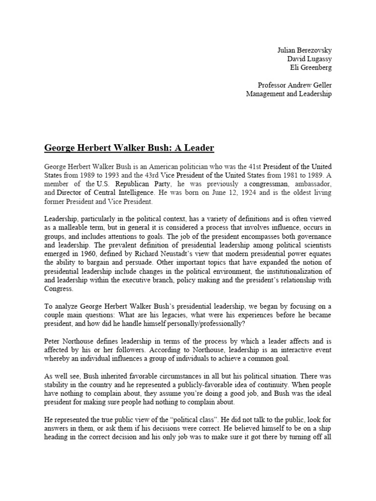 Test Geller | PDF | Leadership | George H. W. Bush