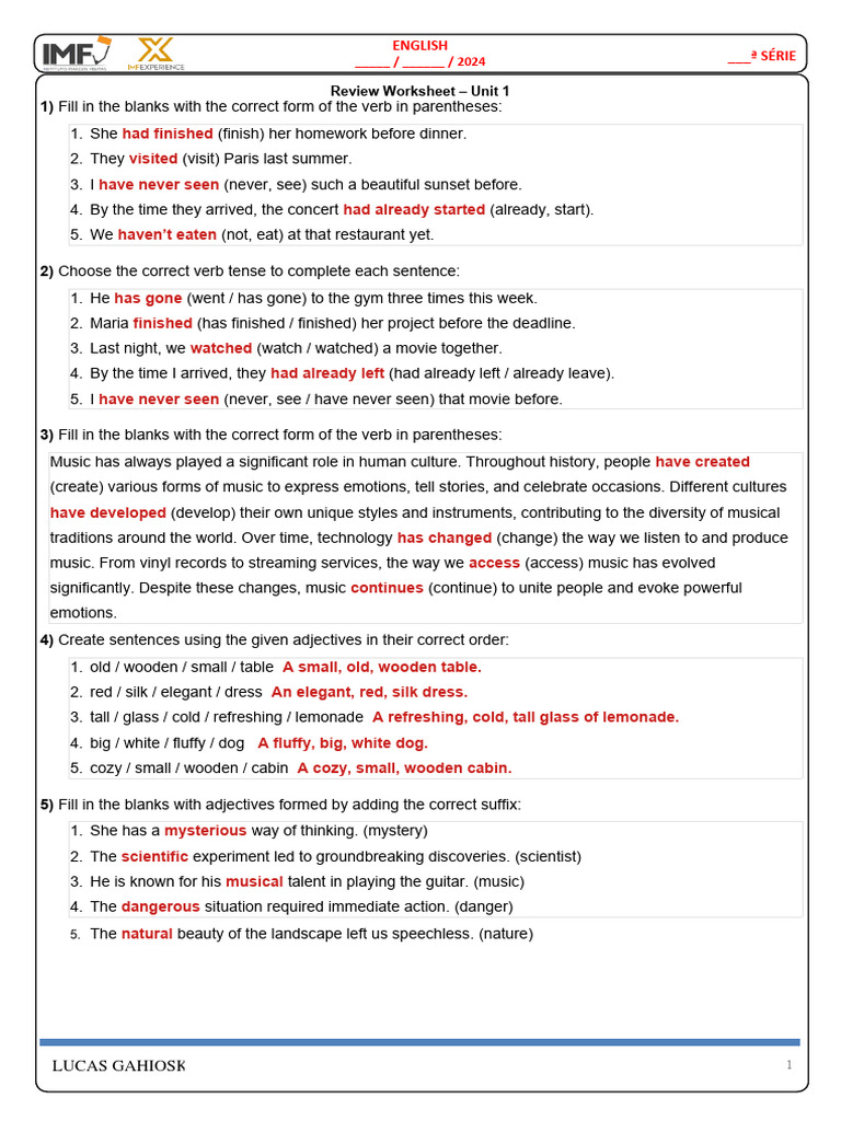 1st Grade - Test Review - Answer Keys - Unit 1 | PDF | Linguistics