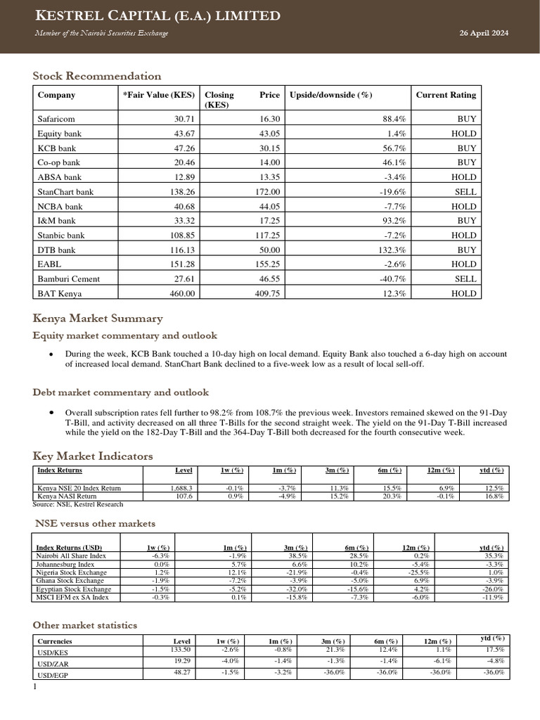 Kenya Weekly Market Commentary April 2024 | PDF | United States ...