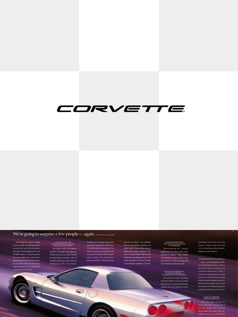 2001 Chevrolet Corvette | PDF | Internal Combustion Engine | Mechanical ...
