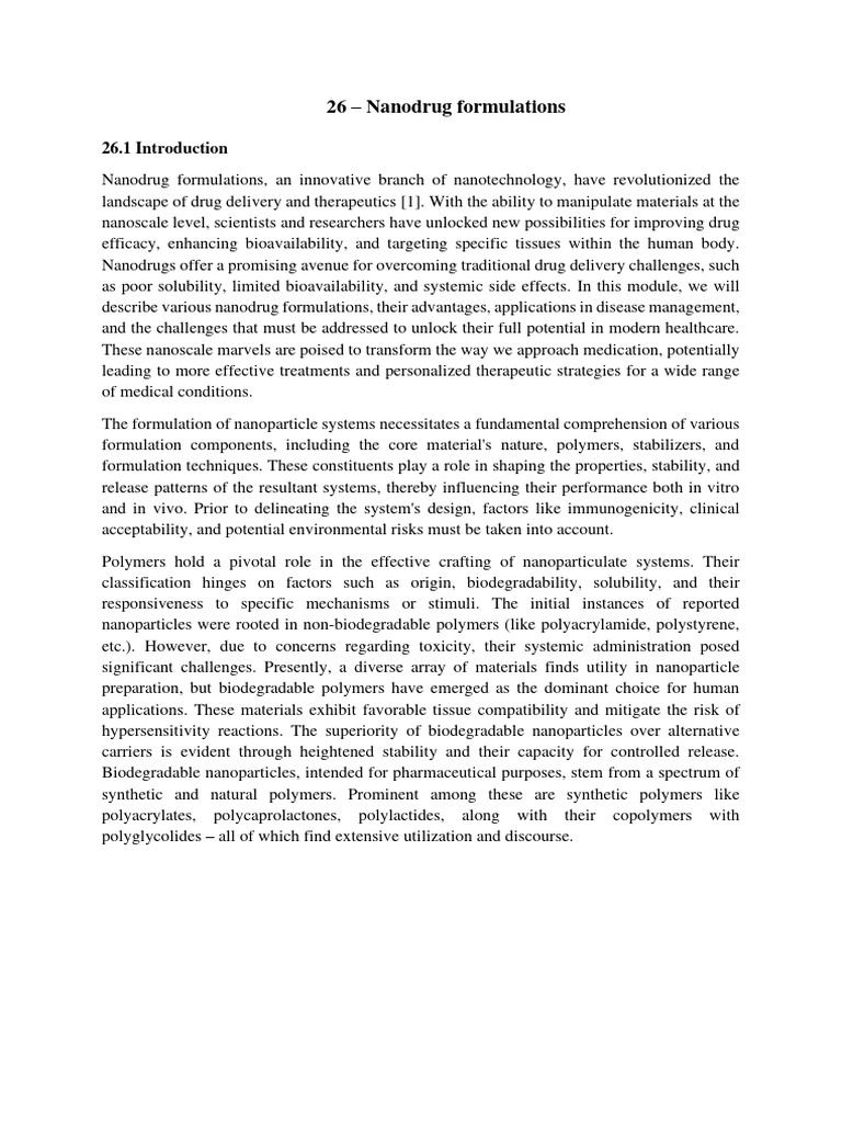 Nanodrug Formulations: Innovations in Drug Delivery | PDF ...