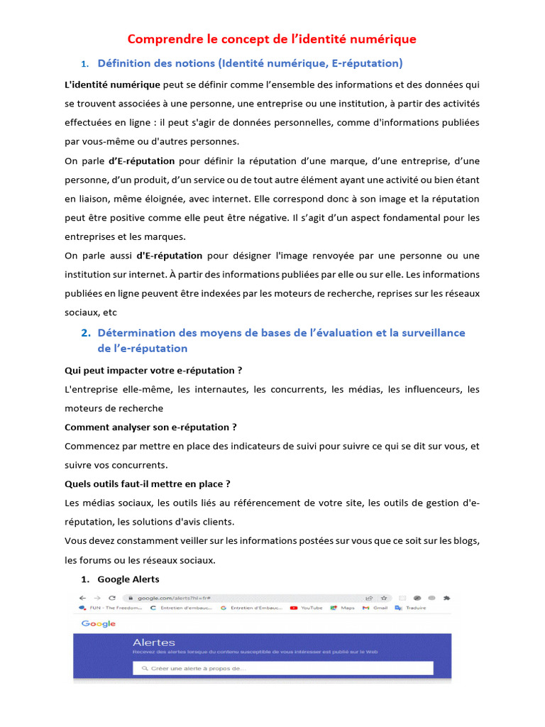 Comprendre l'identité numérique et e-réputation | PDF | Réseaux sociaux ...