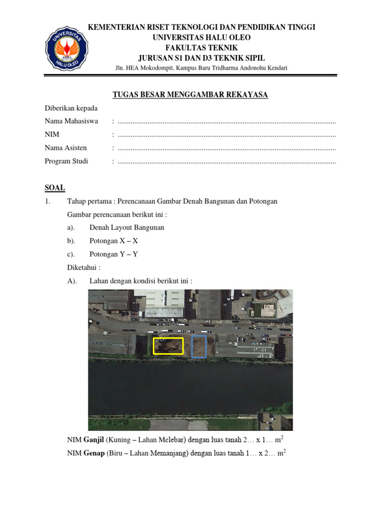 Soal Tugas Besar Menggambar Rekayasa 2023 | PDF