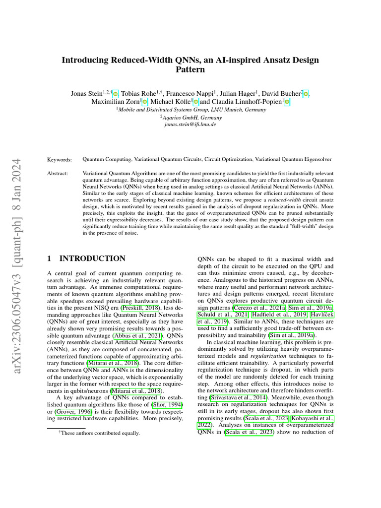 Introducing Reduced-Width QNNS, An AI-inspired Ansatz Design Pattern | PDF | Theoretical Physics ...