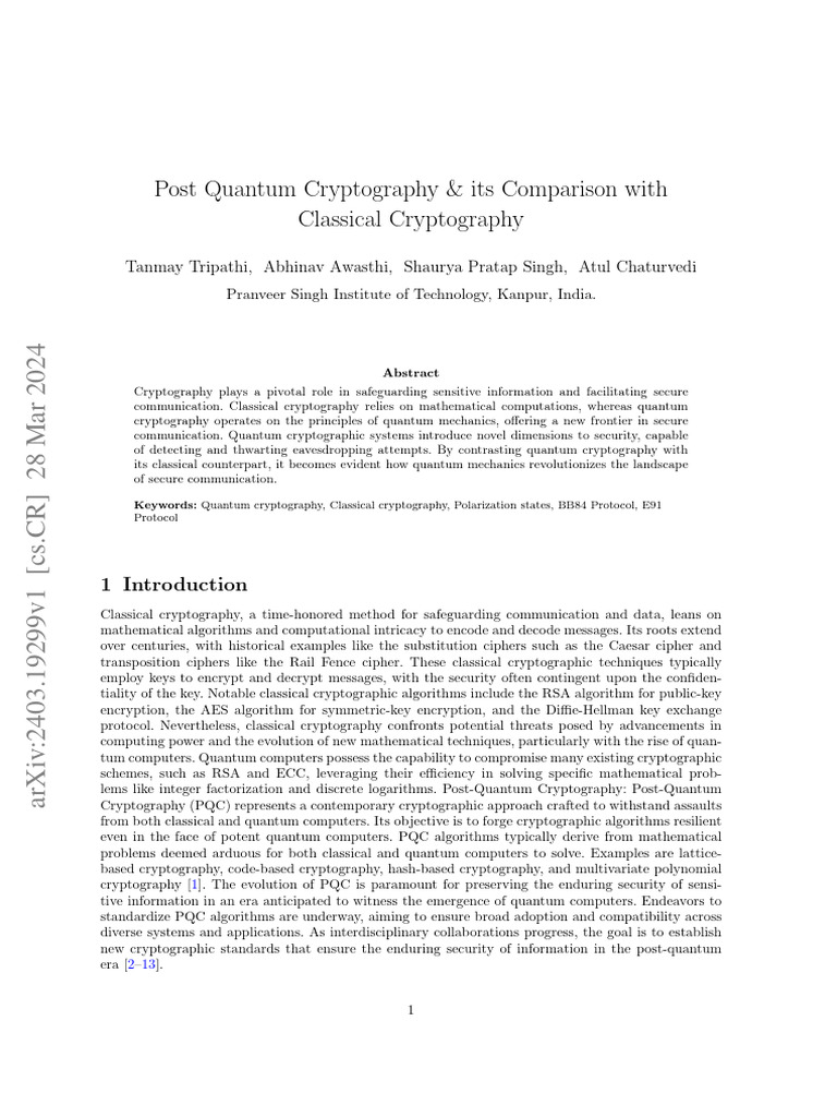 Post Quantum Cryptography And Its Comparison With Classical Cryptography