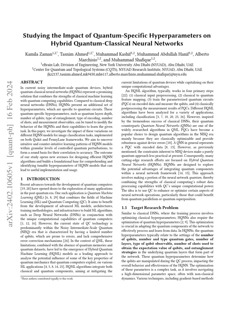 Studying The Impact of Quantum-Specific Hyperparameters On Hybrid Quantum-Classical Neural ...