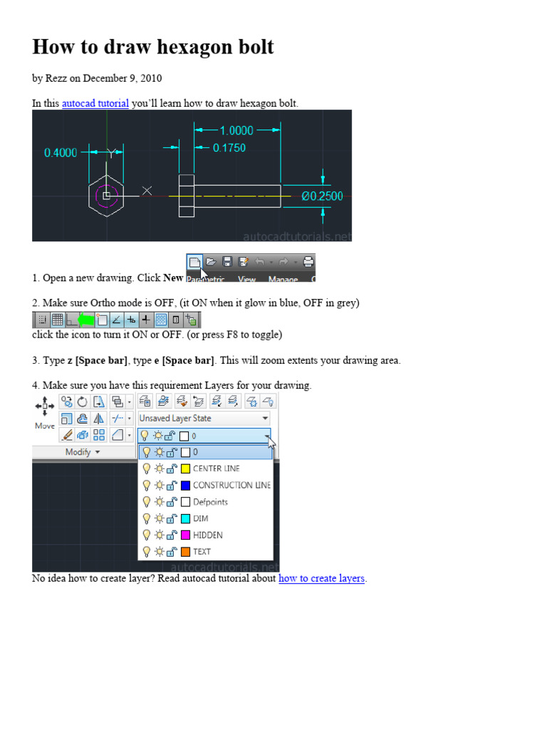 How to Draw Hexagon Bolt | PDF | Polytopes | Elementary Geometry