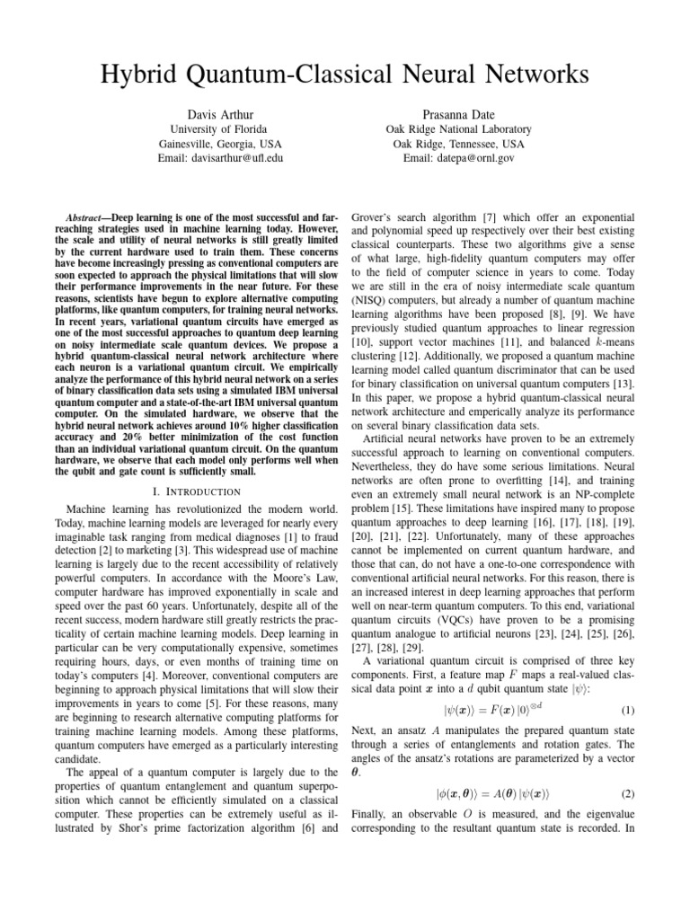 Hybrid Quantum-Classical Neural Networks | PDF | Artificial Neural Network | Quantum Computing
