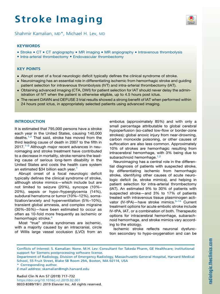 10 1016@j RCL 2019 02 001 | PDF | Stroke | Ischemia