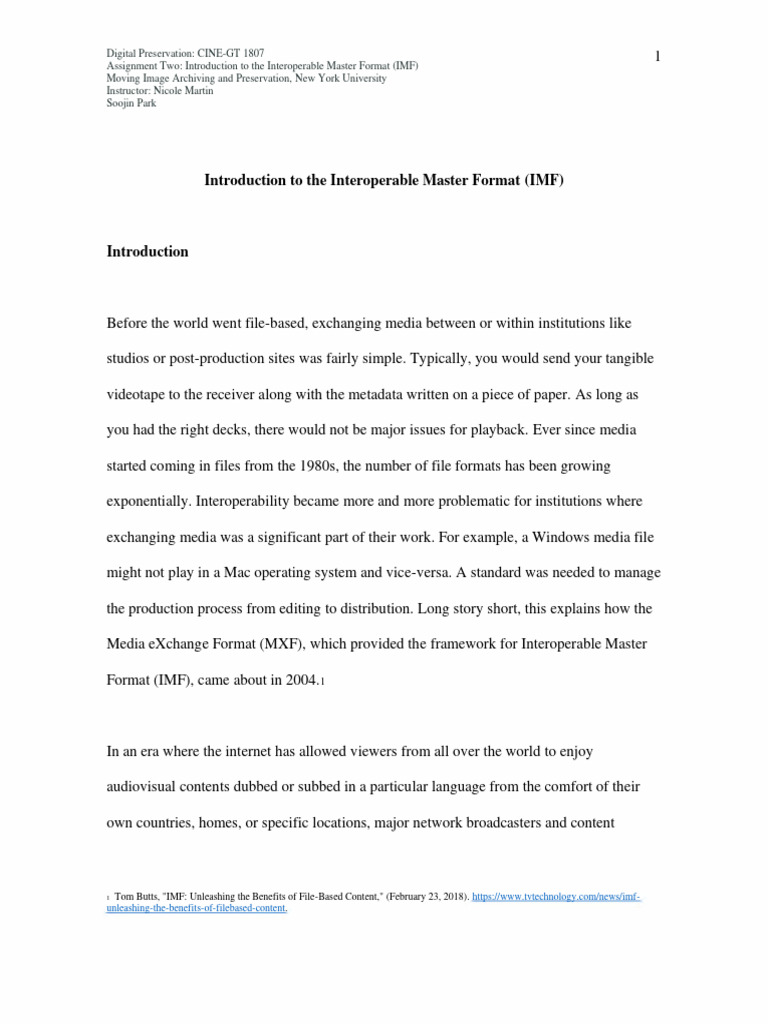 Introduction To The Interoperable Master Format (IMF) : Unleashing-The-Benefits-Of-Filebased ...