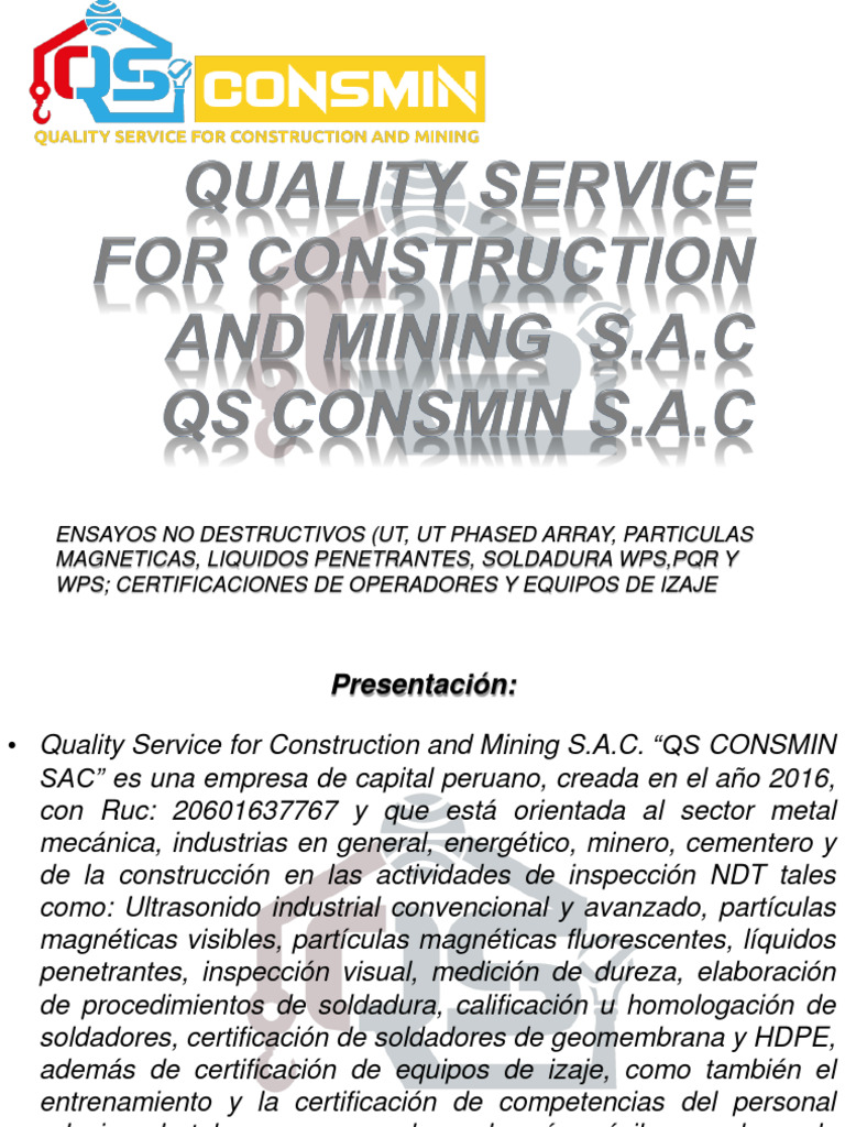 QS CONSMIN SAC PRESENTACION.. | Descargar gratis PDF | Soldadura ...
