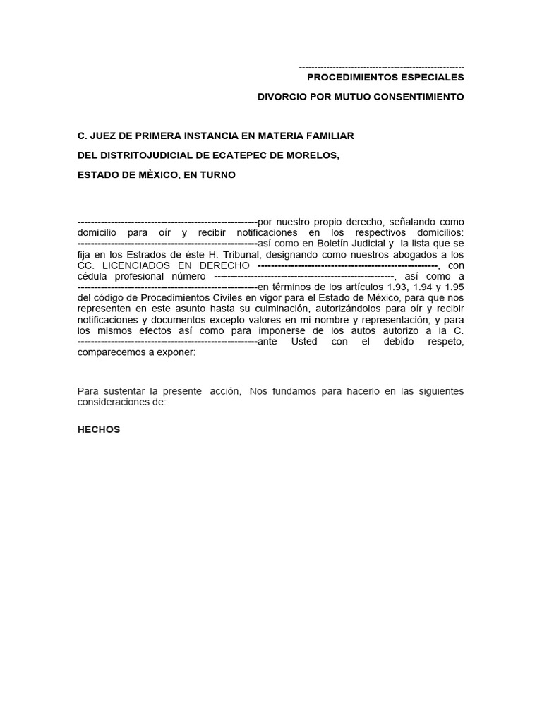 Divorcio Voluntario | PDF
